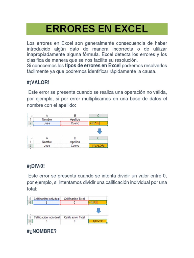 Errores en Excel | PDF | Informática