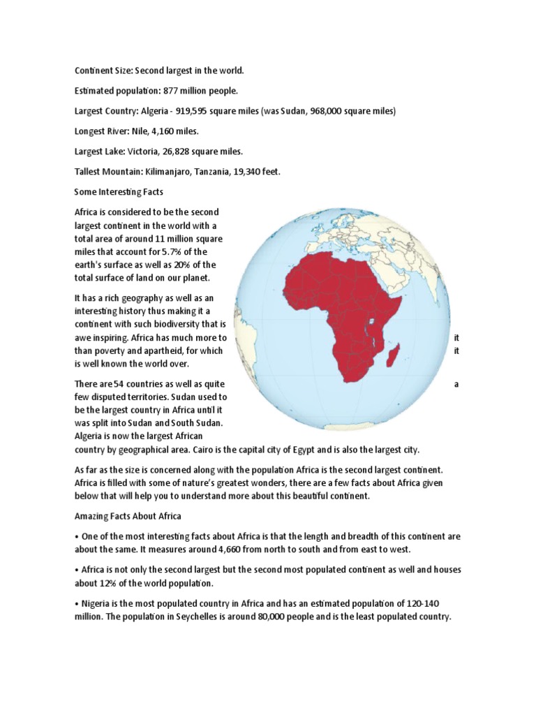 Africa Continent | PDF | Africa