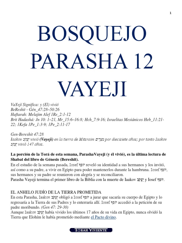 Bosquejo Parasha 12 Vayeji | PDF | Mesías | Judios