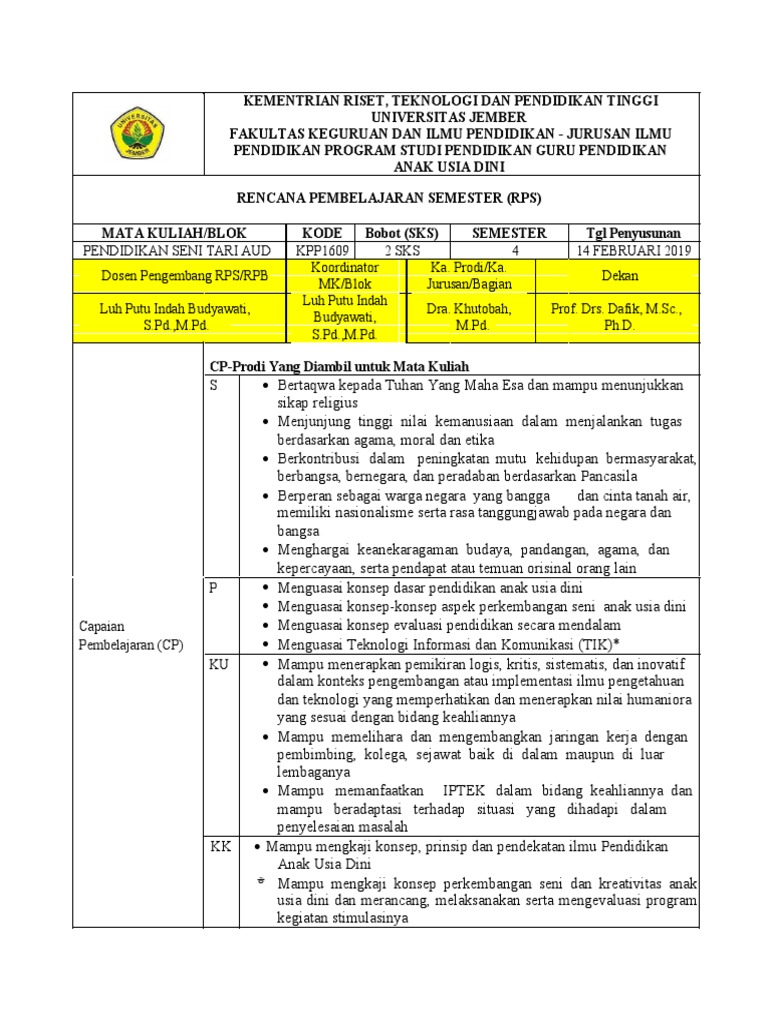 RPS Seni Tari Paud | PDF