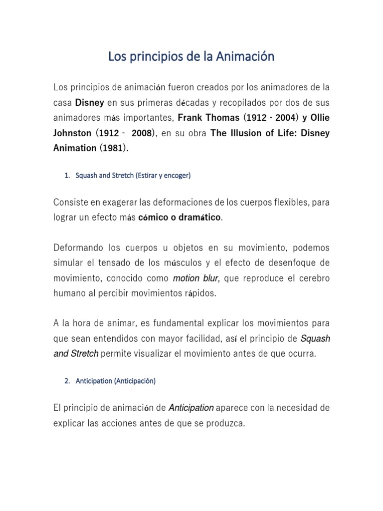 Los Principios de La Animación | PDF | Animación