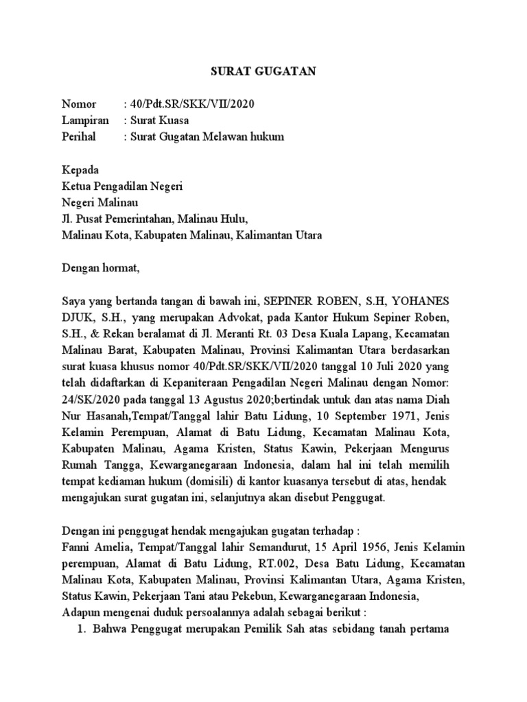 Gugatan PMH Perdata Fix | PDF