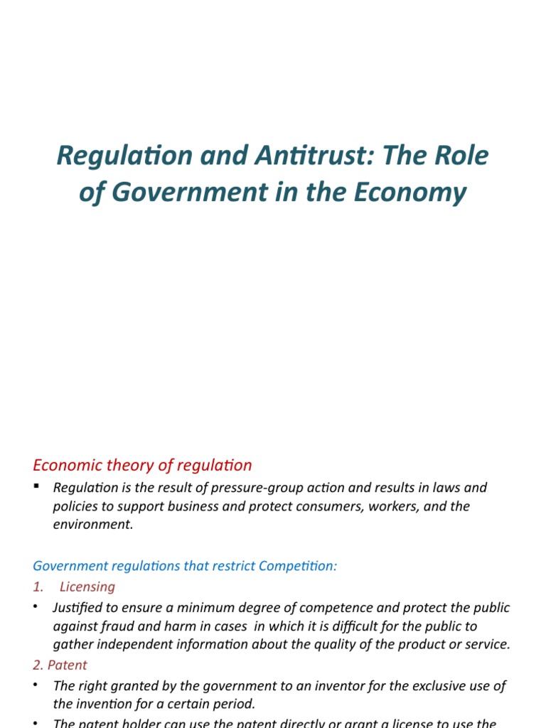 Regulation and Antitrust: The Role of Government in The Economy | PDF ...