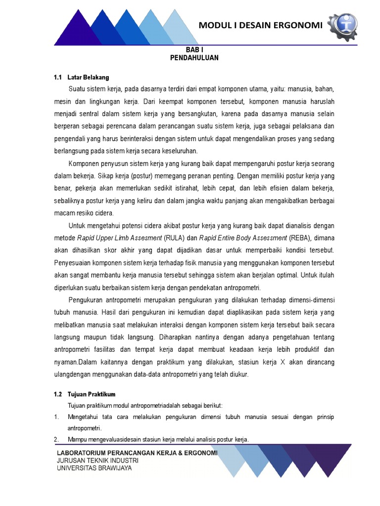 Modul I Desain Ergonomi: 1.1 Latar Belakang | PDF | Metode & Bahan Ajar ...