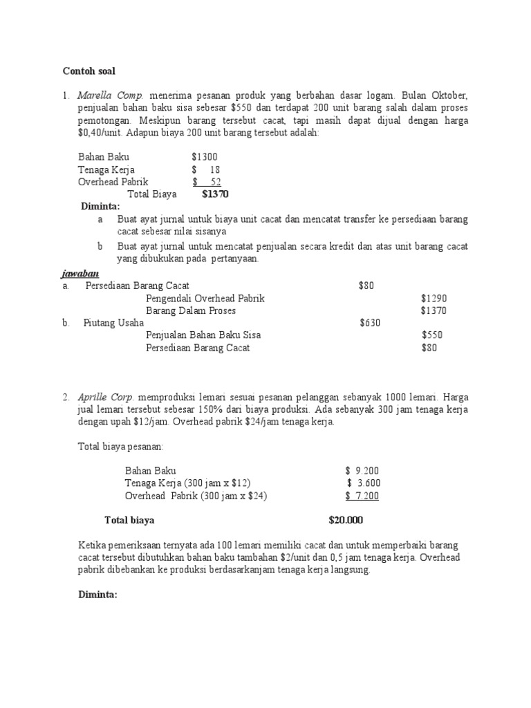 Contoh Soal Dan QUIZ 2 | PDF