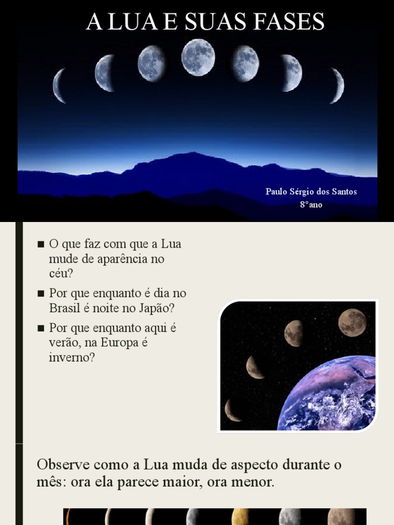 As Fases Da Lua - 8° ANO - Paulo | PDF | Lua | Terra