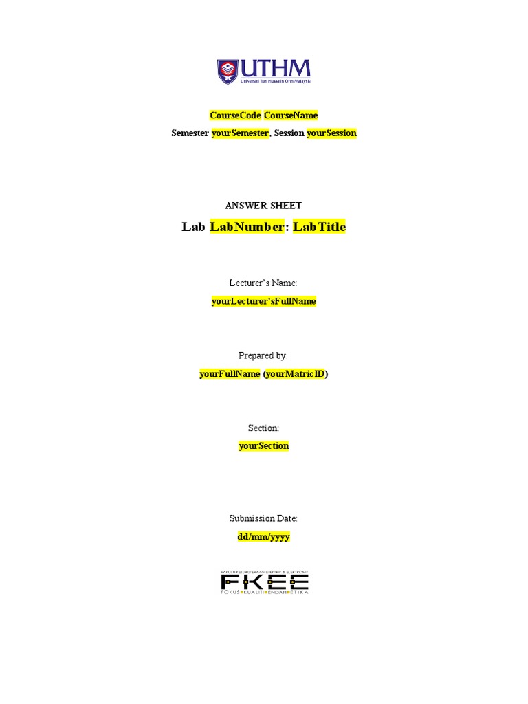 Lab Labnumber: Labtitle: Coursecode Coursename Semester Yoursemester ...
