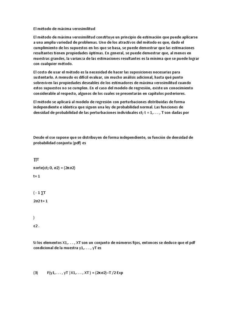 El Método de Máxima Verosimilitud v-2 | PDF | Estimador | Análisis matemático