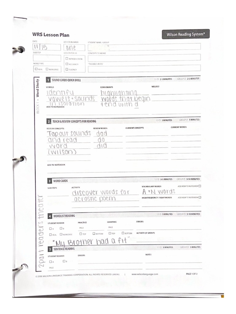 Wrs Lesson Plan | PDF