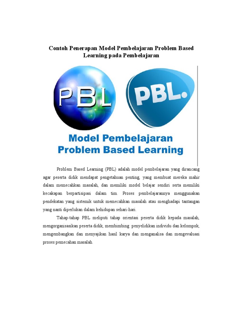 Contoh Penerapan Model Pembelajaran Problem Based Learning Pada ...