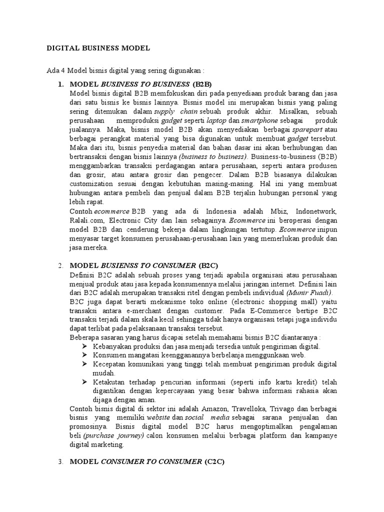 Model Bisnis Digital B2B dan Contohnya | PDF
