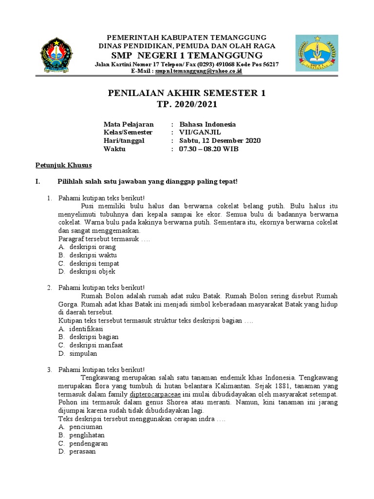 Pts 2 20-21 Bhs Indonesia | PDF