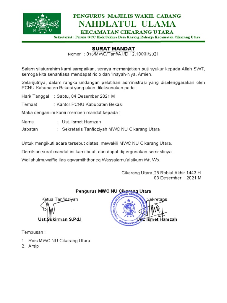 KOP MWC NU CIKARANG UTARA - Untuk PDF | PDF