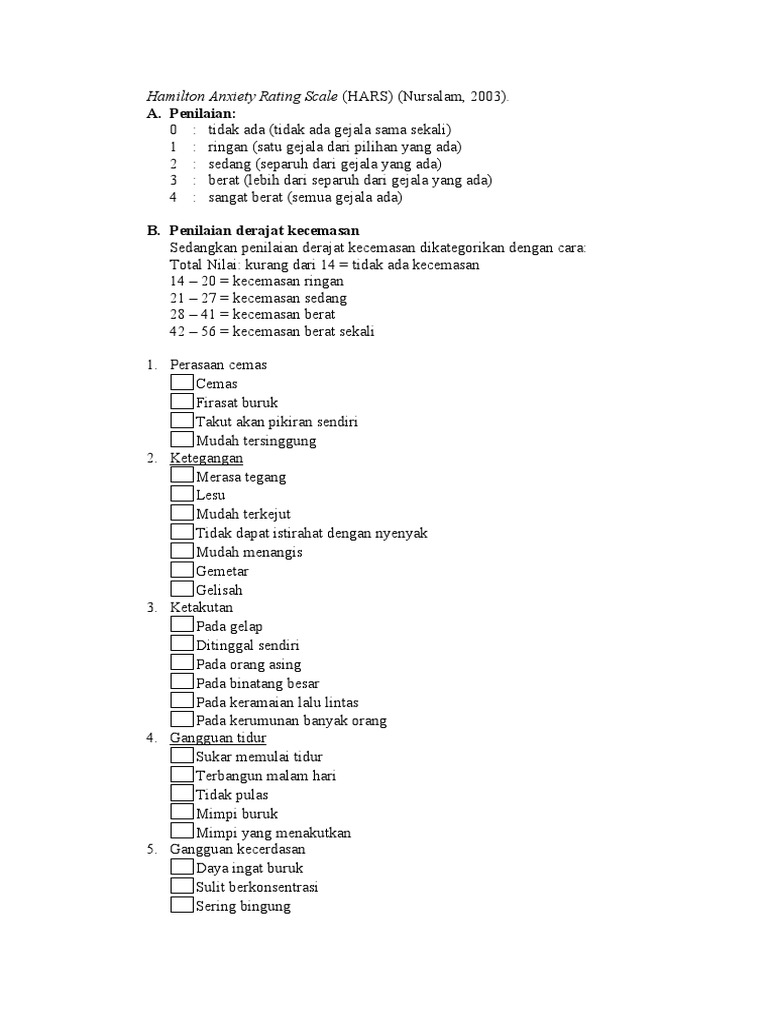 Hamilton Anxiety Rating Scale | PDF