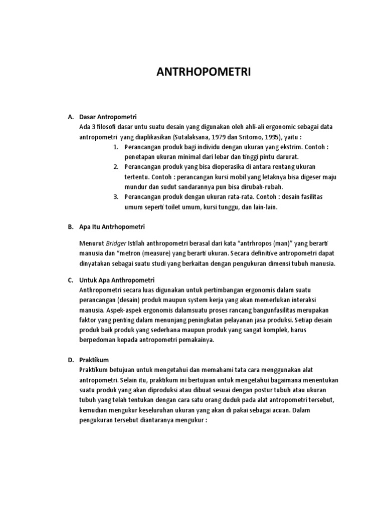 PRINCIPLES OF ANTHROPOMETRY | PDF