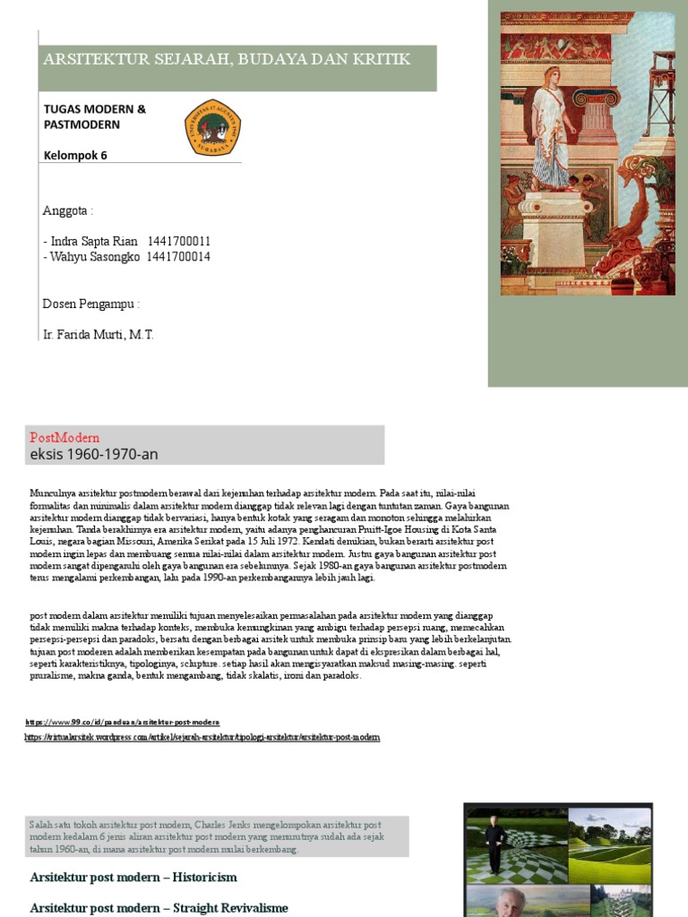 Arsitektur Postmodern: Sejarah & Ciri | PDF