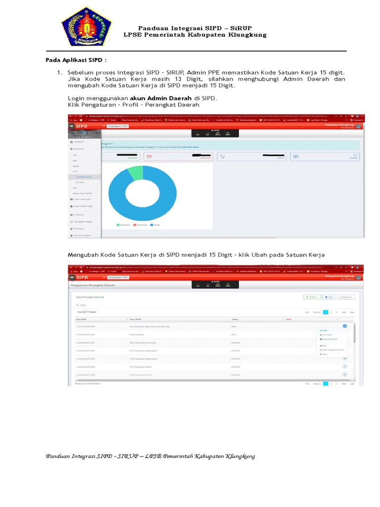 Panduan Integrasi SIPD-SiRUP - Klungkung 2022 | PDF