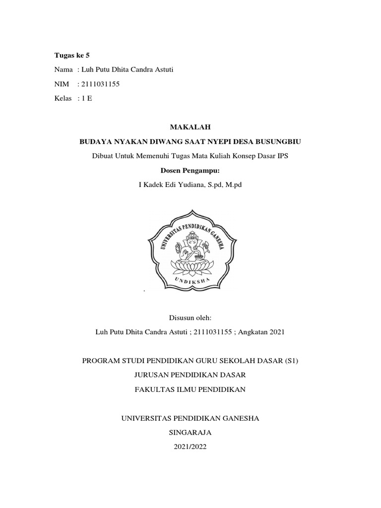 Luh Putu Dhita Candra Astuti - Tugas 5 | PDF
