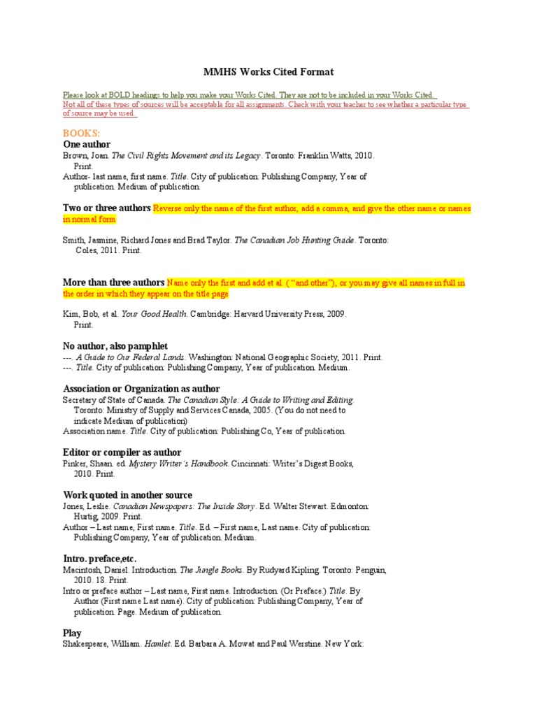 Works Cited For 2013-2014 School Year | PDF | Newspapers | Magazines