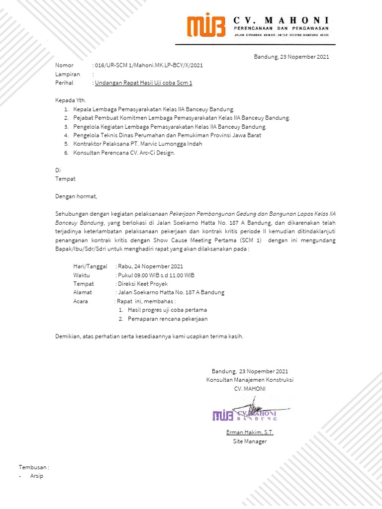 Undangan Rapat BA SCM 1 Minggu 15 | PDF