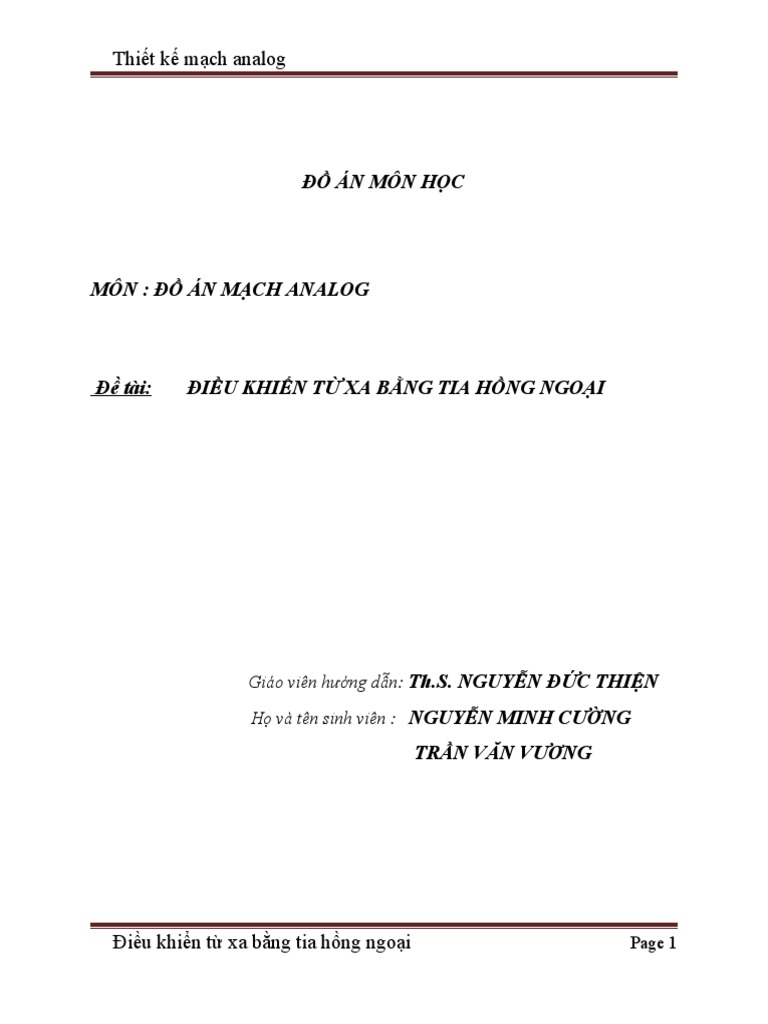 123doc Do An Thiet Ke Che Tao He Thong Dieu Khien Tu Xa Cac Thiet Bi Dien Trong Gia Dinh | PDF