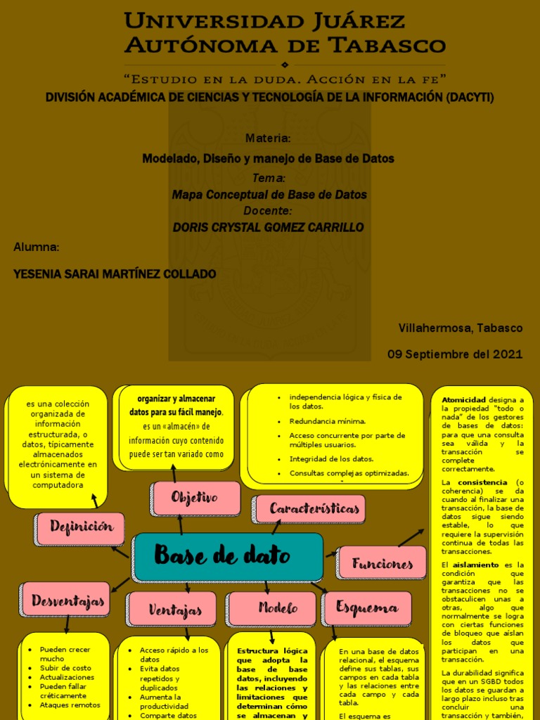 Mapa conceptual de los conceptos básicos de una base de datos | PDF ...