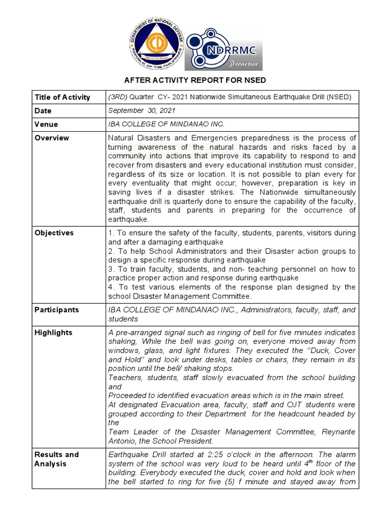 After Activity Report For Nsed Title of Activity Date Venue | PDF ...
