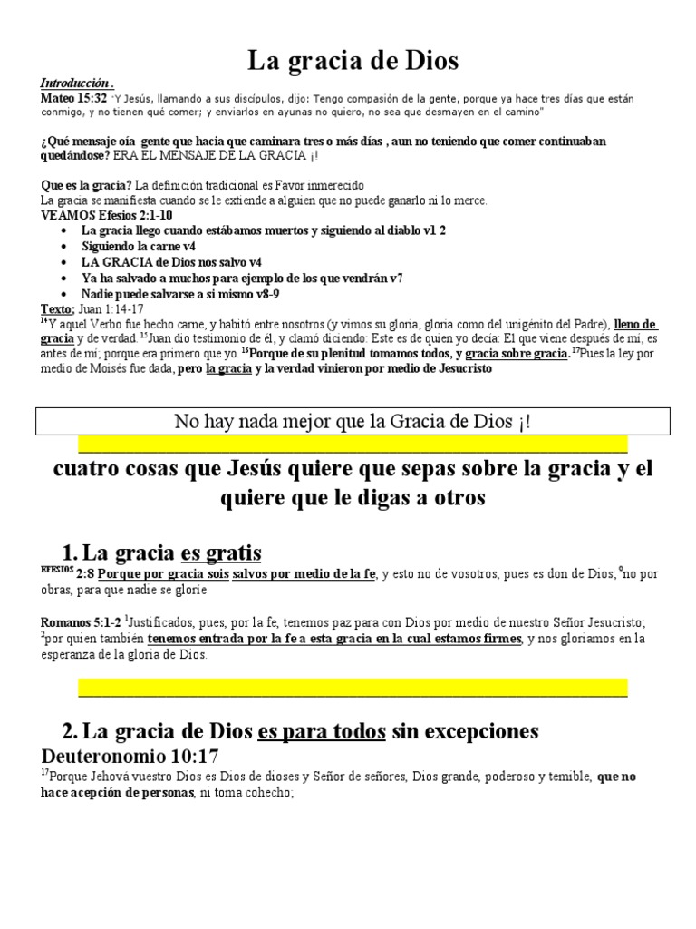 La Gracia de Dios | PDF | Gracia en el cristianismo | Dios