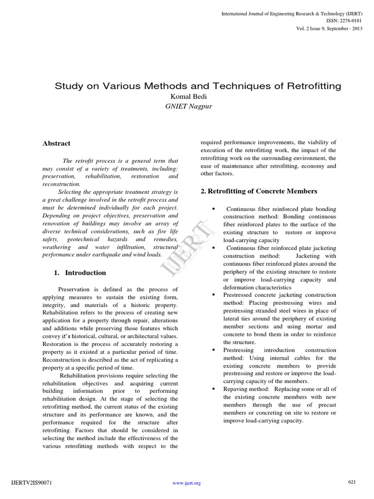 Study On Methods and Techniques of Retrofitting IJERTV2IS90071 | PDF ...