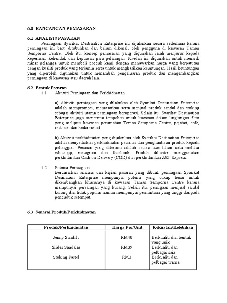 Rancangan Pemasaran | PDF