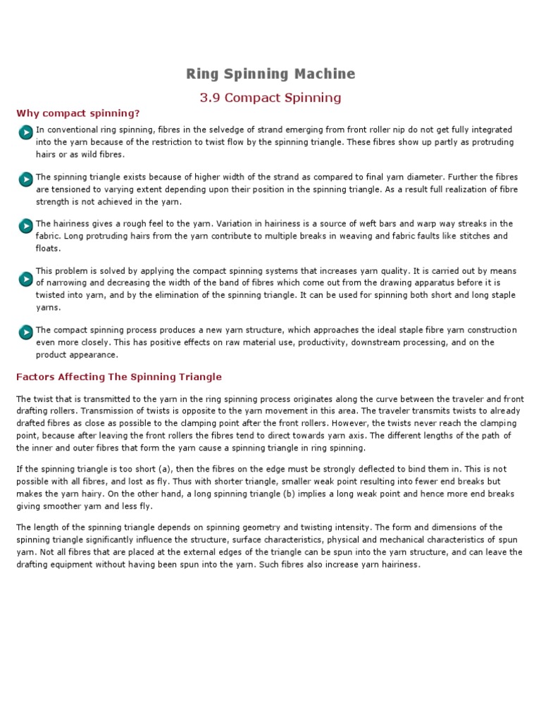 Compact Spinning | PDF | Spinning (Textiles) | Yarn