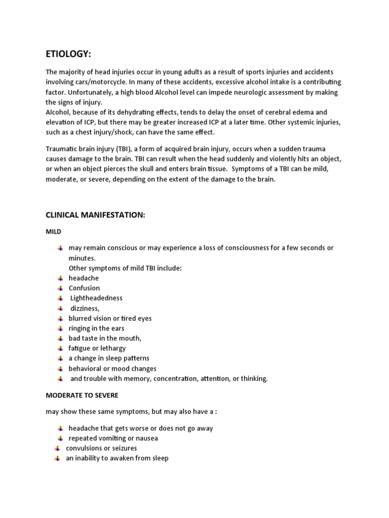 ETIOLOGY Head Injury | PDF | Traumatic Brain Injury | Concussion