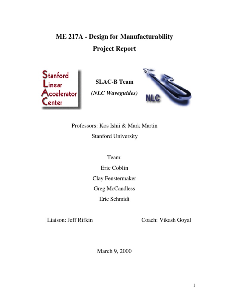 ME 217A - Design For Manufacturability Project Report: SLAC-B Team | PDF