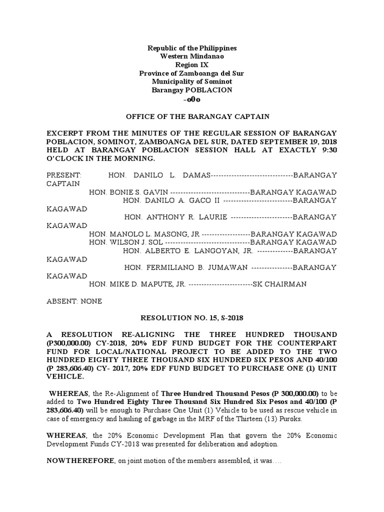 Resolution For Re-Alignment For 1 Unit Vehicle | PDF | Philippines