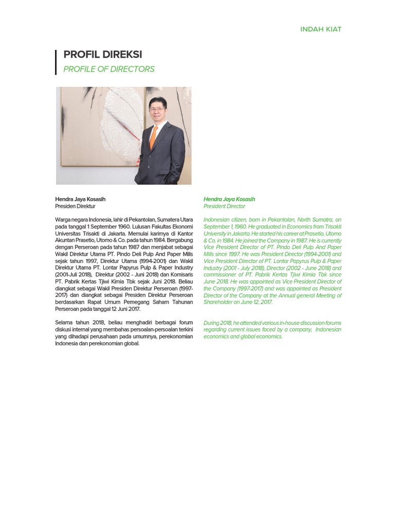 AR IK - Profile Direksi | PDF | Karier & Perkembangan