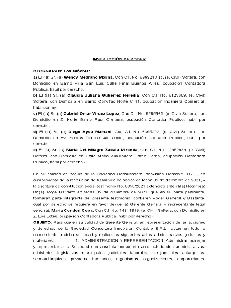 Poder General SRL | PDF | Bancos | Cheque