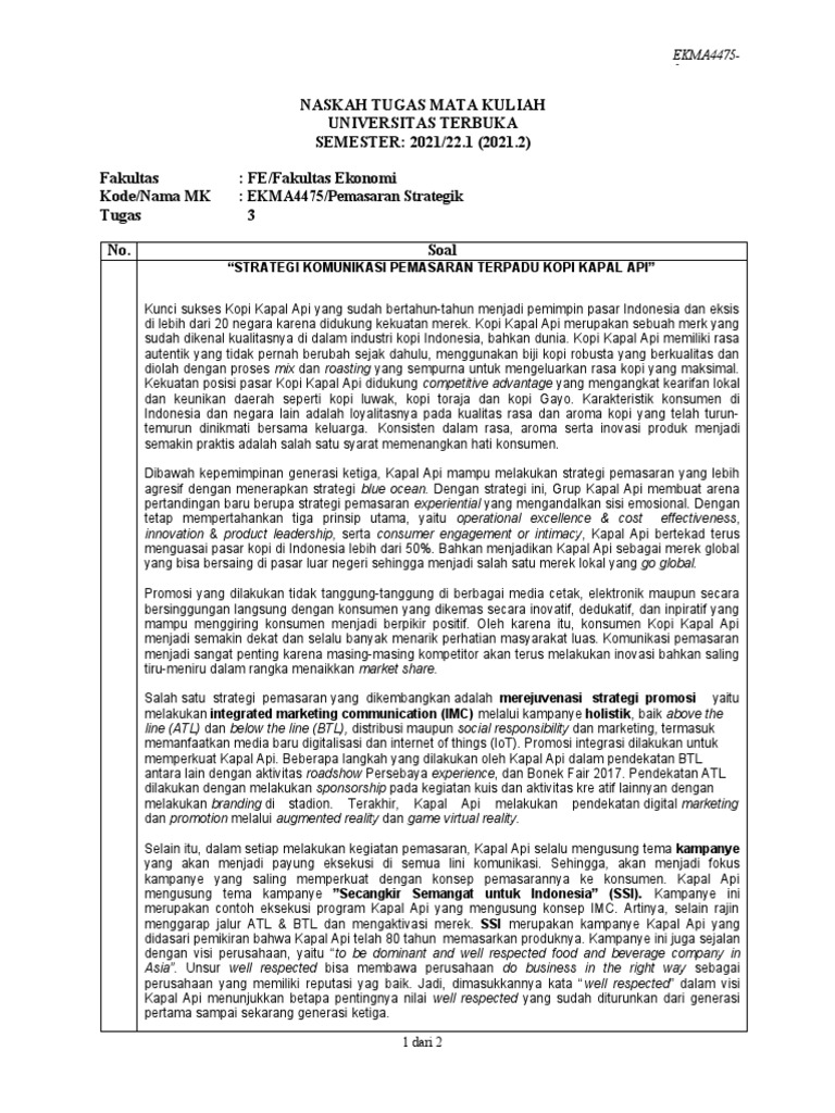 Soal Ekma4475 tmk3 3-Dikonversi | PDF | Bisnis | Pengelolaan Keuangan & Uang