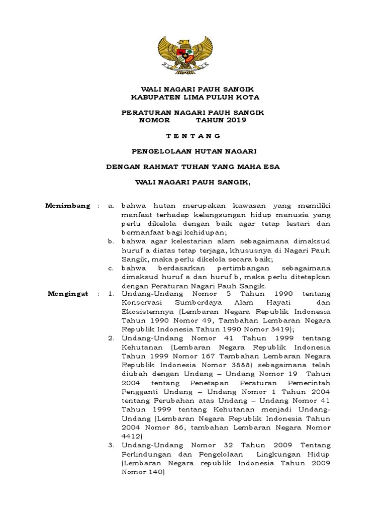 Pengelolaan Hutan Nagari Pauh | PDF