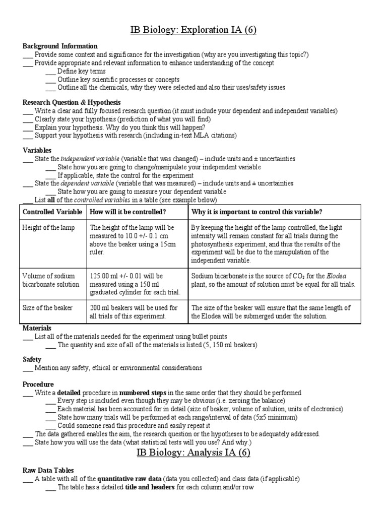 IB Biology: Exploration IA | PDF | Accuracy And Precision | Experiment