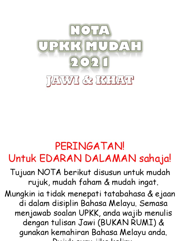 Nota UPKK Mudah Tahun 5 | PDF