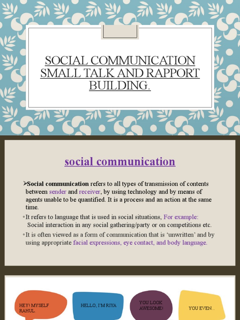 Social Communication Small Talk and Rapport Building | PDF ...