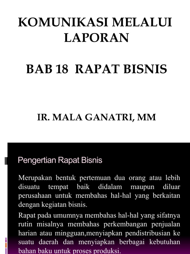 Bab 18 Rapat Bisnis Pdf Bisnis