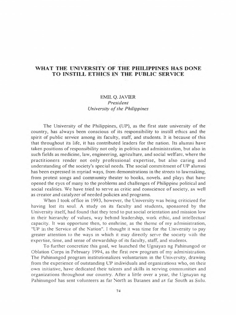 What The University of The Philippines Has Done To Instill Ethics in ...
