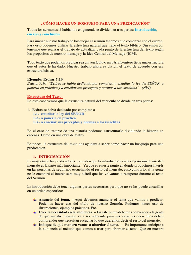Cómo Hacer Un Bosquejo para Una Predicación | PDF | Sermón | Jesús