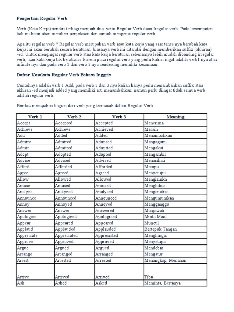 Regular 7 Irregular Verb | PDF