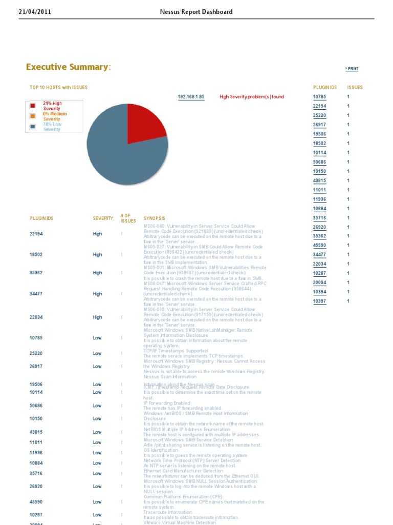 Nessus Report Dashboard | Internet Protocol Suite | Internet Protocols