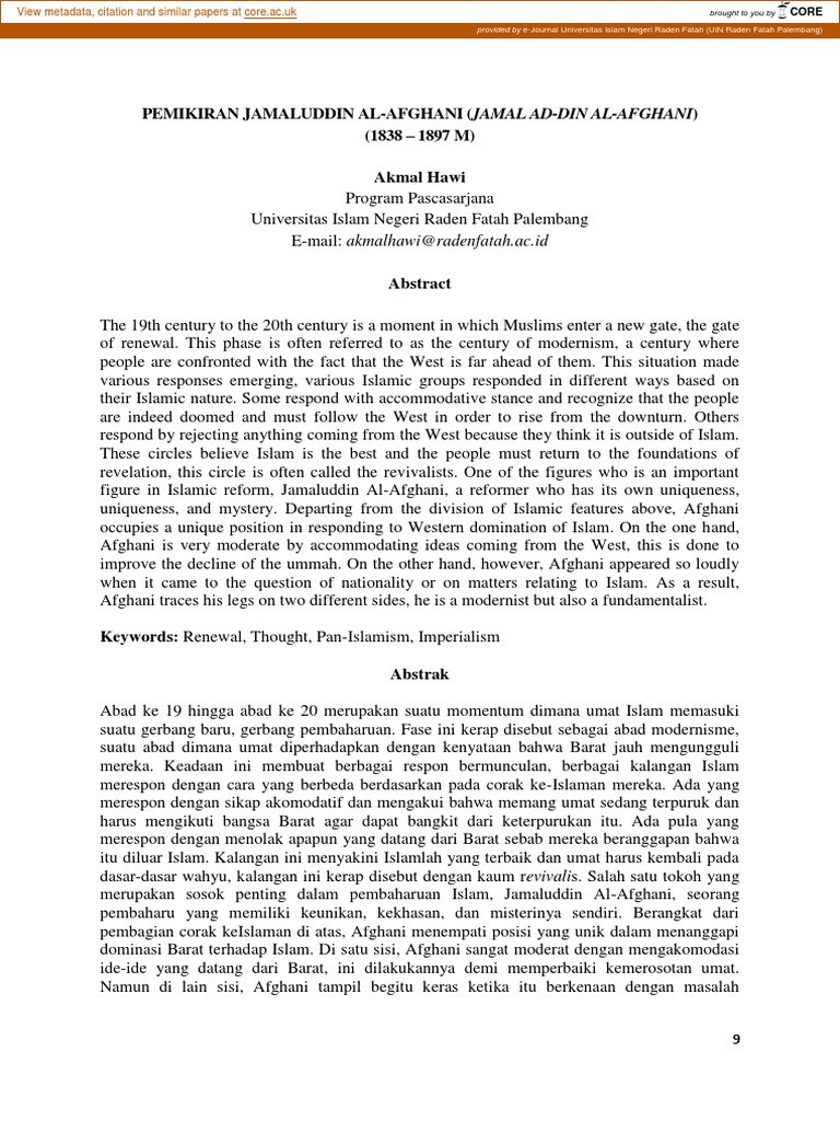 Pemikiran Jamaluddin Al-Afghani (Jamal Ad-Din Al-Afghani) (1838 - 1897 M) | PDF | Islamic ...