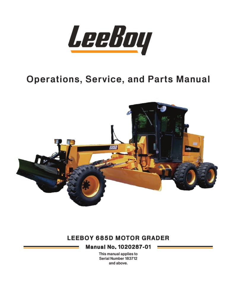 LeeBoy Motor Grader 685D Manual WEB | PDF | Safety | Manufactured Goods