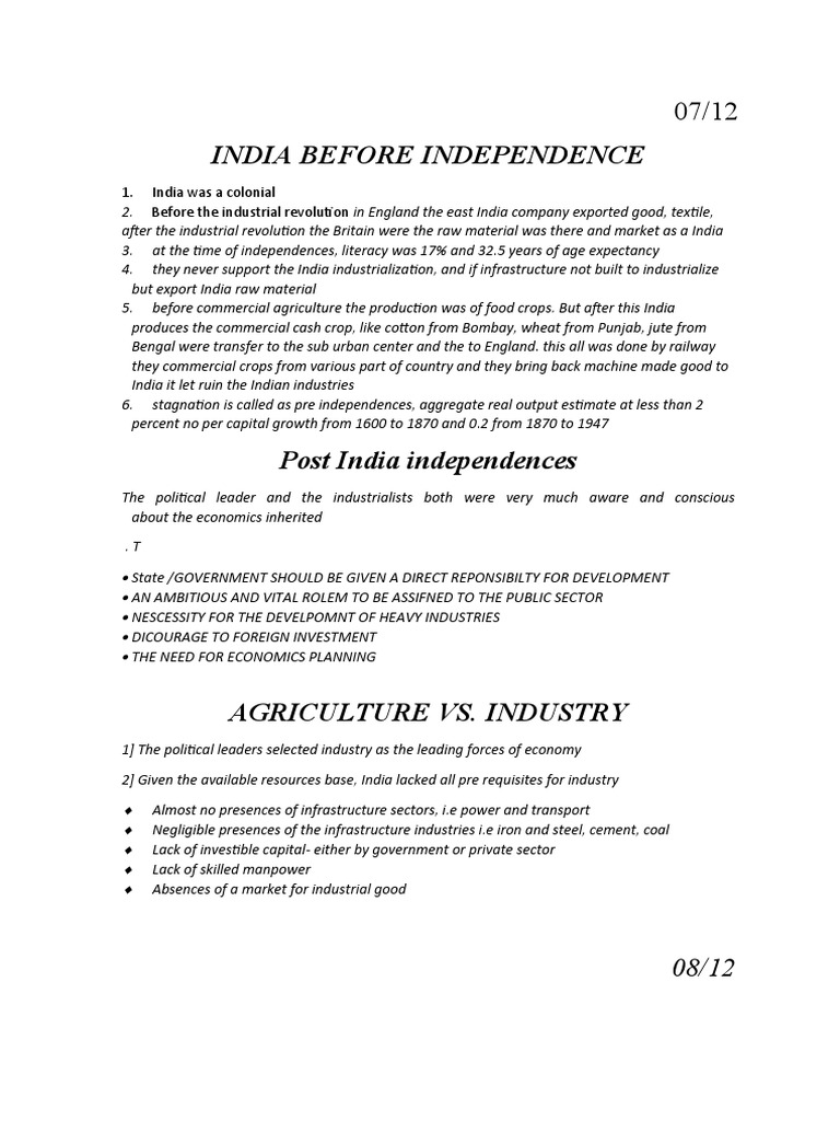 India's Economy Before Independence | PDF | British Raj | Industrial ...