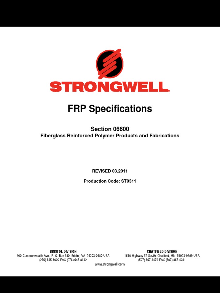 FRP Specifications: Section 06600 | PDF | Fibre Reinforced Plastic ...